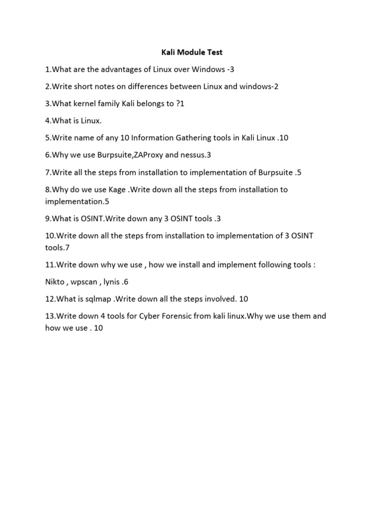 Kali Module Test | PDF