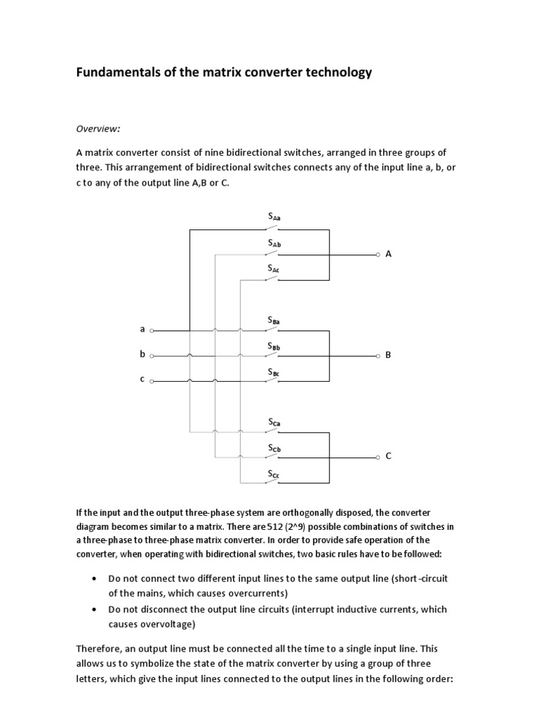 Fundamentals of The Matrix Converter Technology | PDF | Power Inverter ...