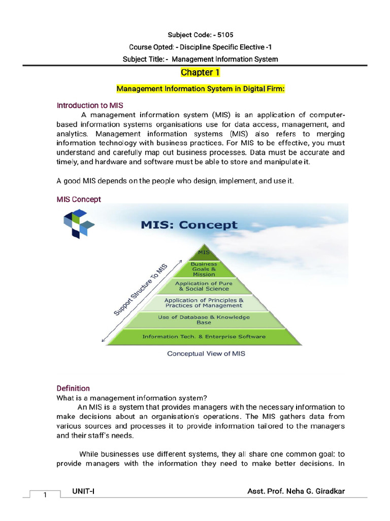 Mis Unit-1 | PDF