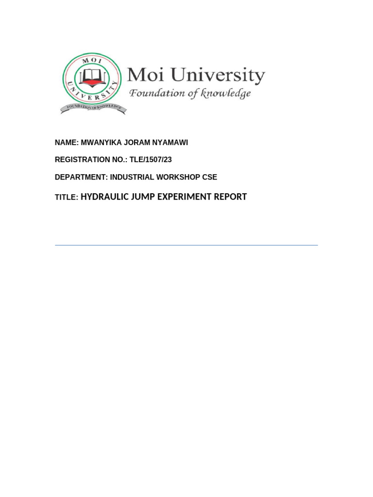 Hydraulic Jump Experiment Report | PDF | Applied And Interdisciplinary ...