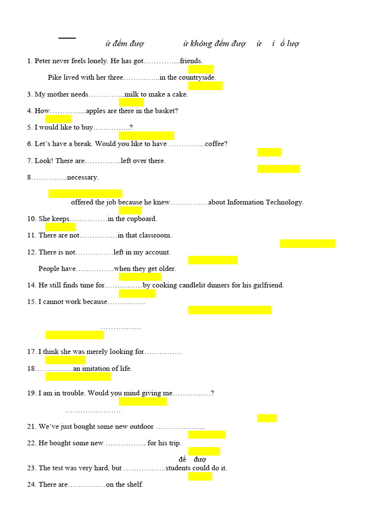 Countable vs Uncountable Nouns Quiz | PDF