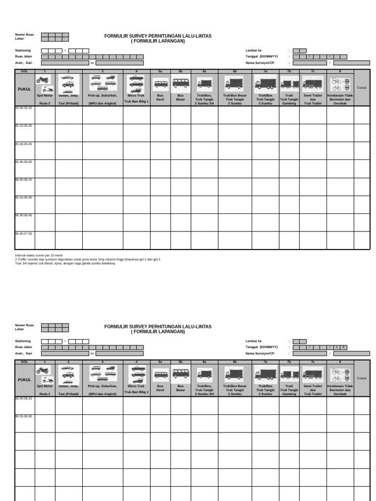 Form Survey Traffic Counting | PDF