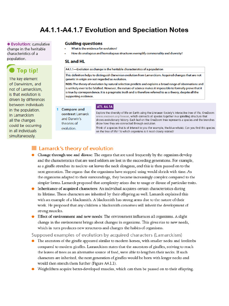 Evolution and Speciation Overview | PDF | Evolution | Natural Selection