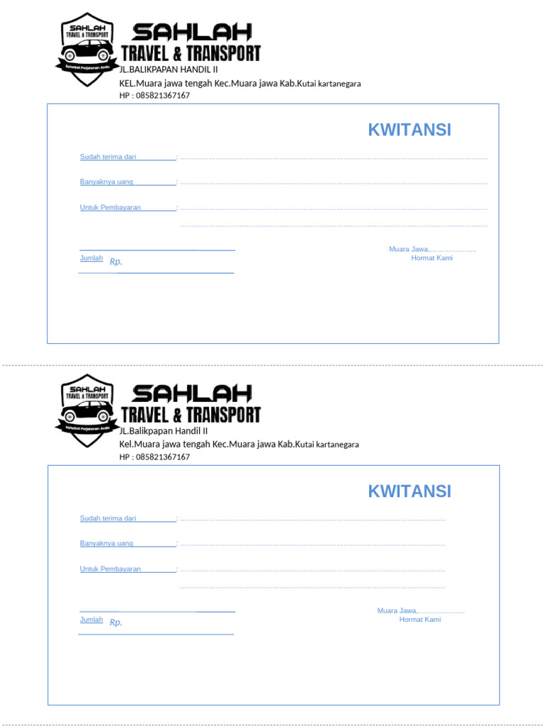 KWITANSI Sahlah Travel | PDF