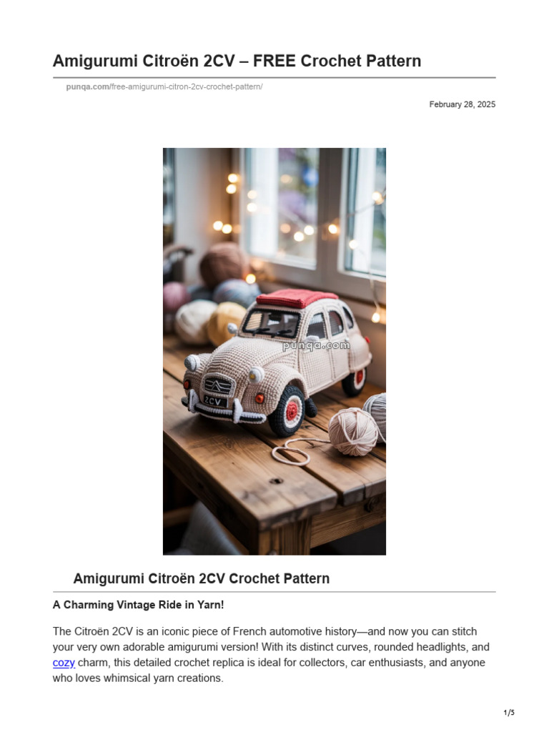 Free Amigurumi Citroën 2CV Pattern | PDF | Crochet | Amigurumi