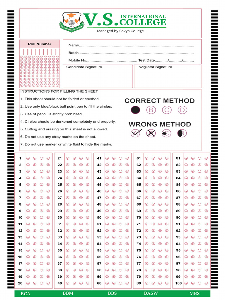 Omr Sheet PDF | PDF