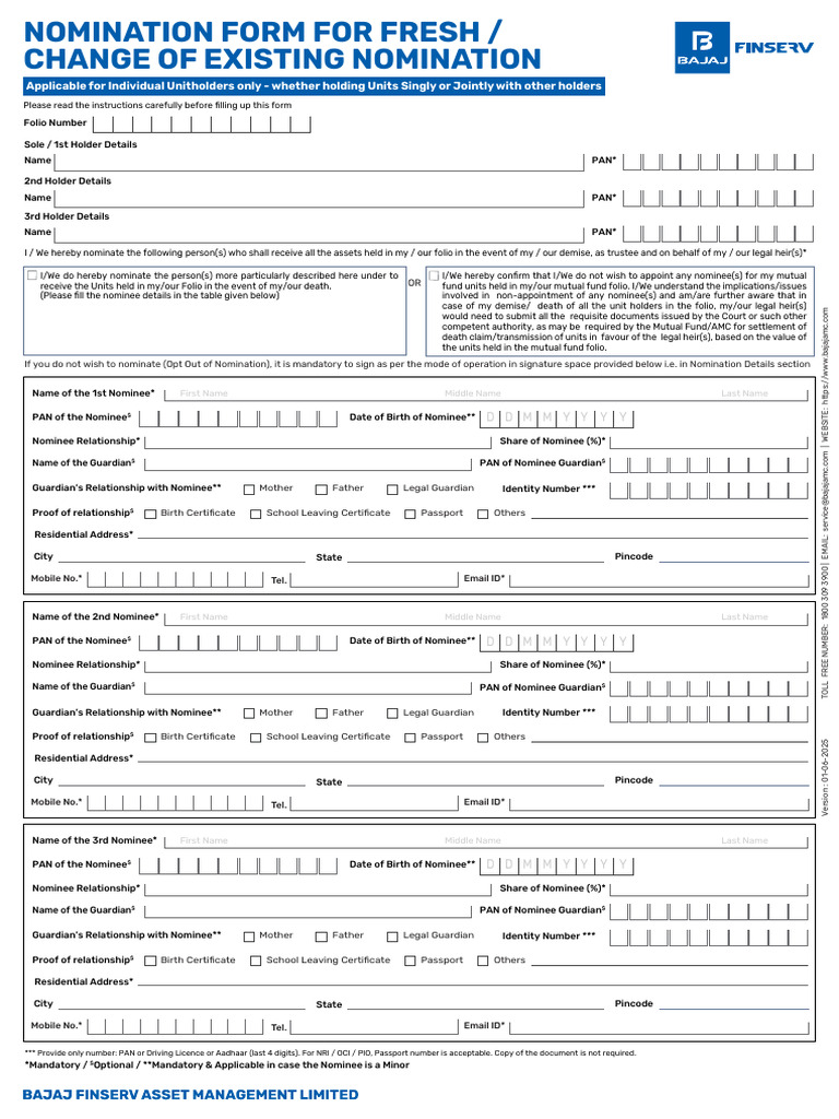 Mutual Fund Nomination Form Guide | PDF | Birth Certificate