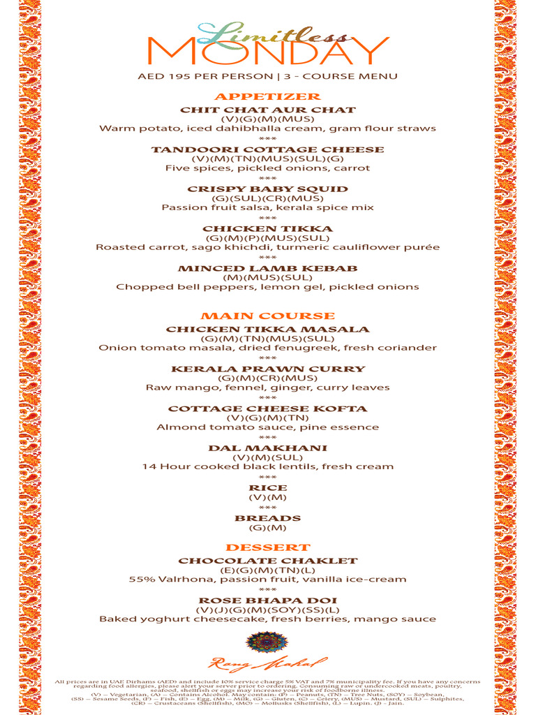 DXBJW RangMahal LimitlessMondays 161223 | PDF | Curry | Food Allergy