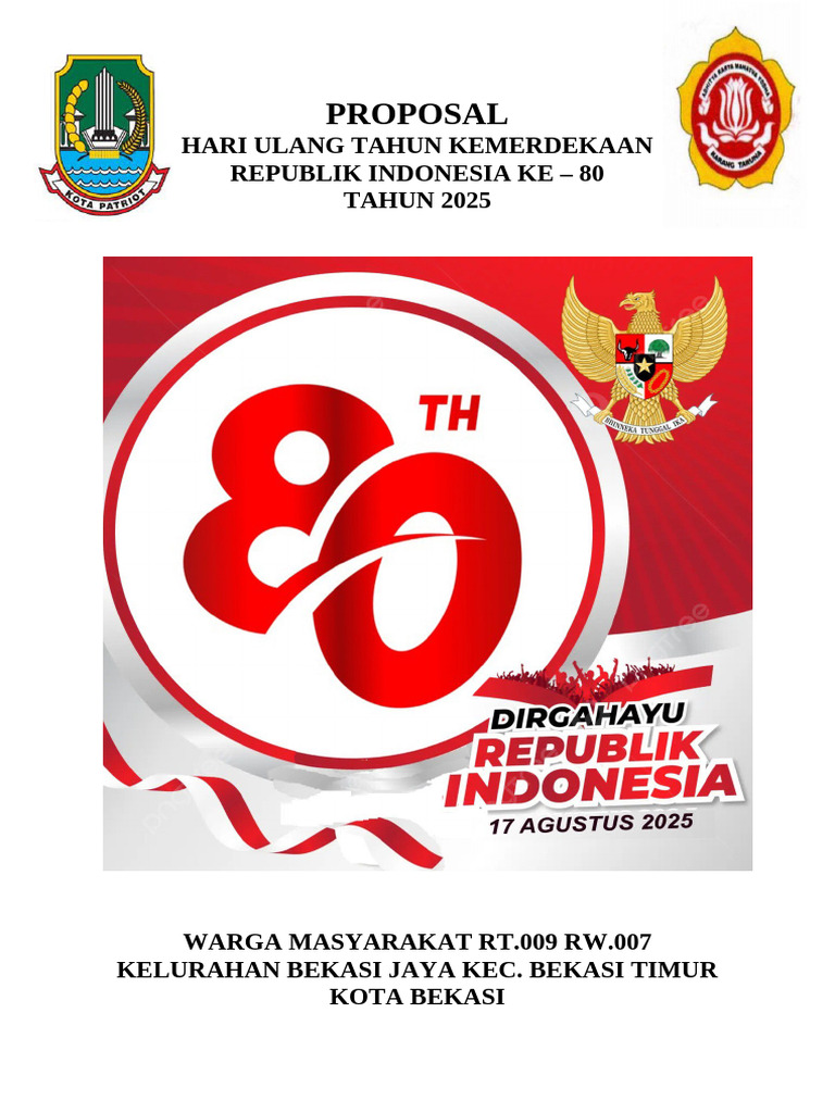 Proposal HUT RI ke-80 Bekasi 2025 | PDF