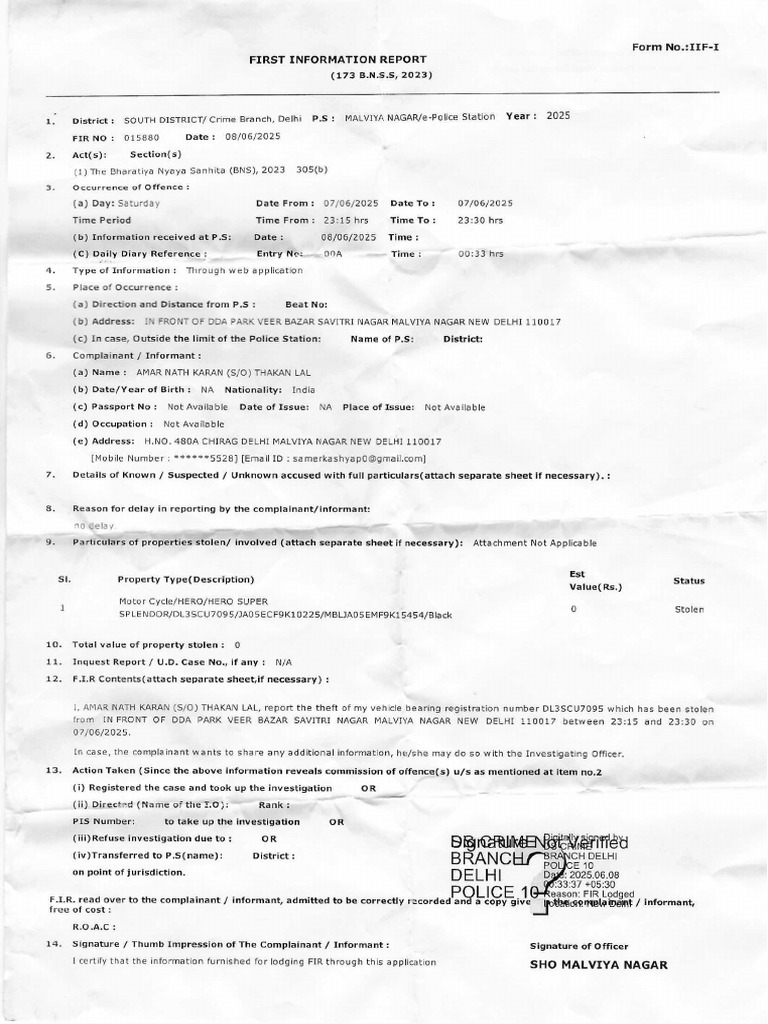 Bike FIR Scan | PDF