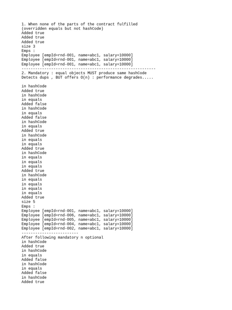HashCode and Equals in Java Contracts | PDF