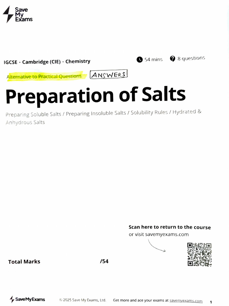 Preparation of Salts ATP | PDF | Magnesium | Crystallization