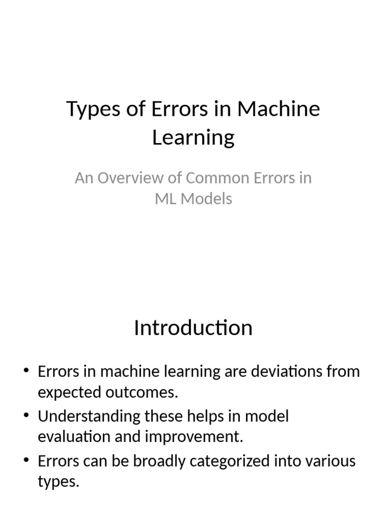 Common Errors in Machine Learning | PDF