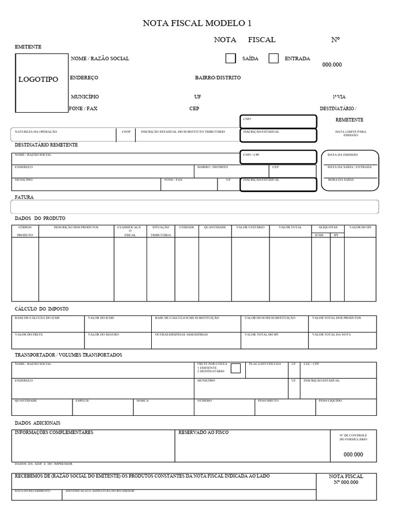 Modelo de Nota Fiscal Simplificada | PDF | Recibo | Business