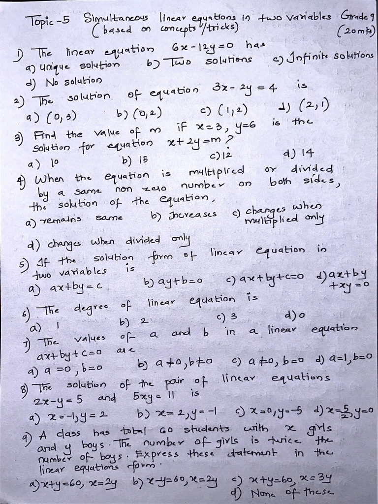Simultaneous Equation Test Based On Concepts | PDF