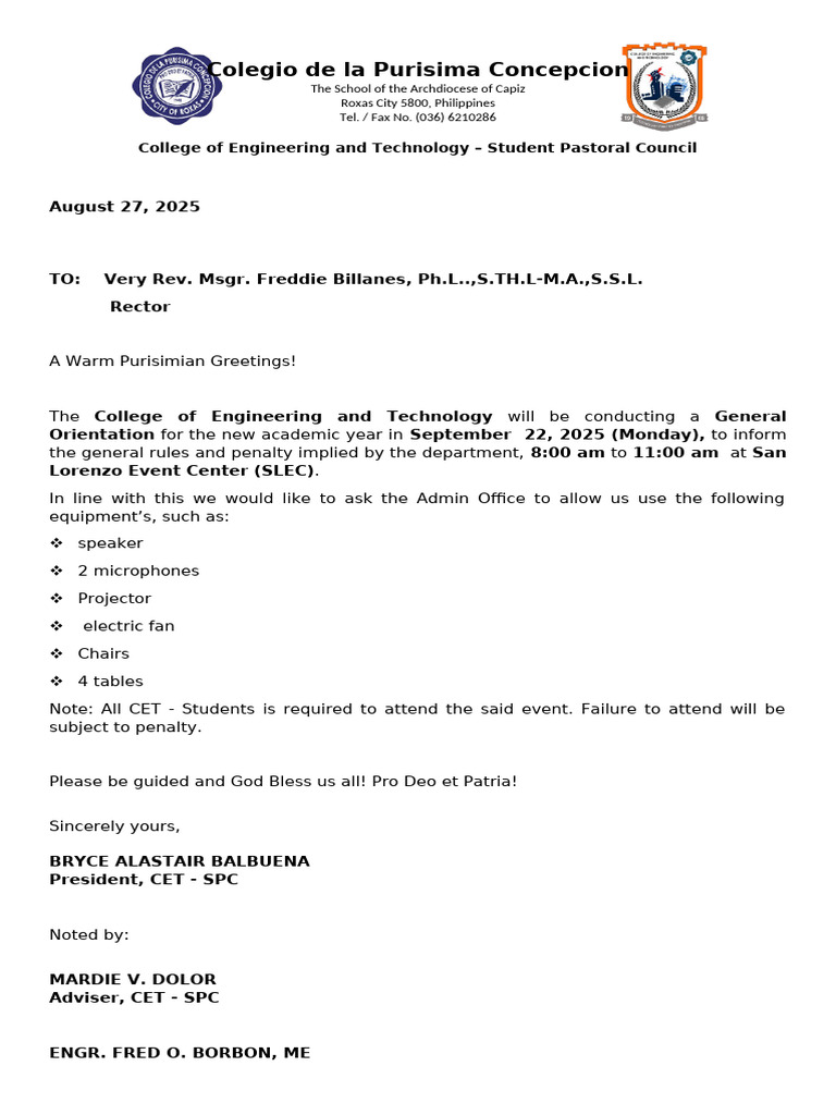 Letter of Request General - Orientation | PDF