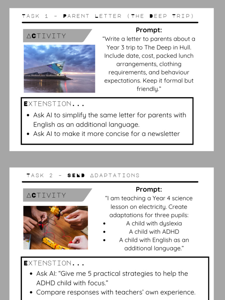 Task Cards AI Inset (A4 (Landscape) ) | PDF | Teachers | Learning