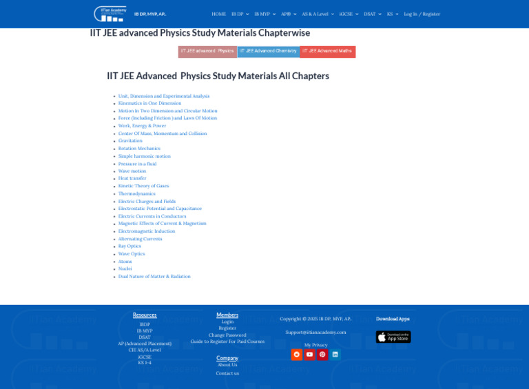 IIT JEE Advanced Physics Study Materials Chapterwise | PDF