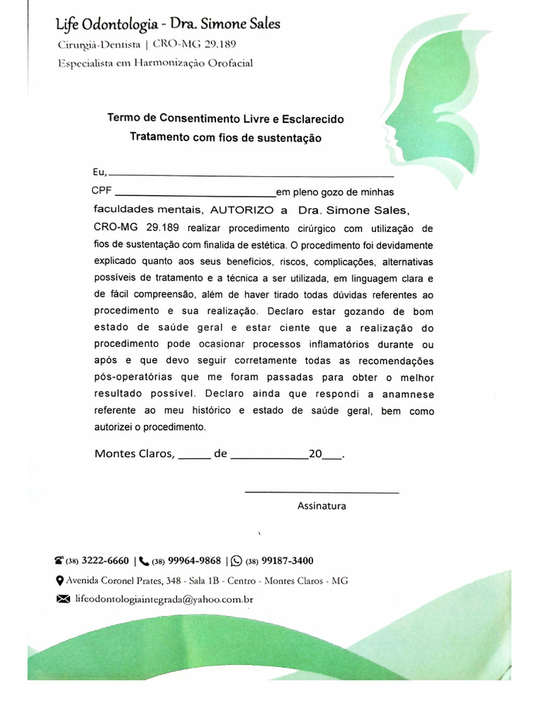 Termos de Consentimento para Preenchimento | PDF