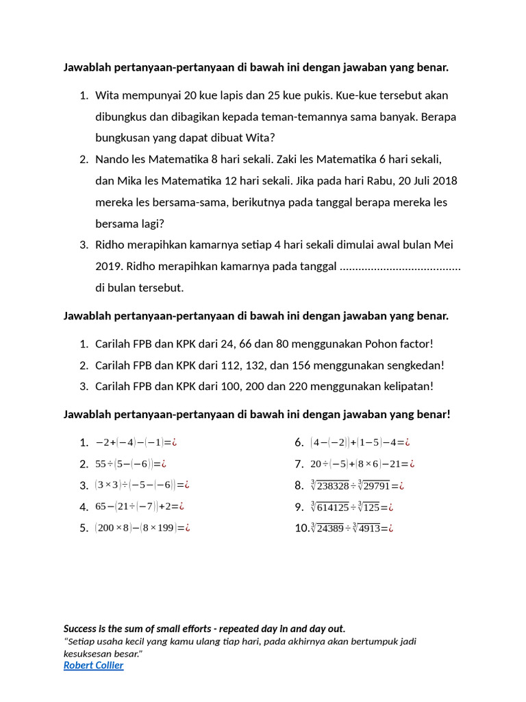 Matematika and Math Bag 2 10 Soal | PDF
