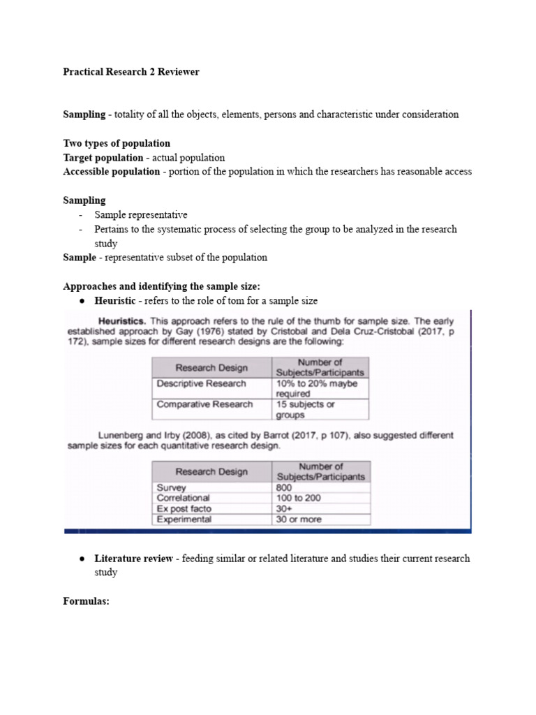 Practical Research 2 Reviewer | PDF | Statistics | Sampling (Statistics)