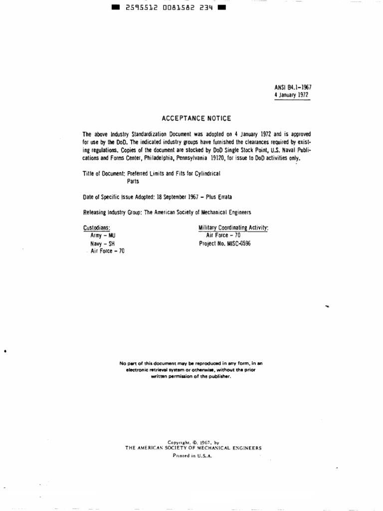 ASME B4.1: Limits and Fits Standard | PDF | Engineering Tolerance ...
