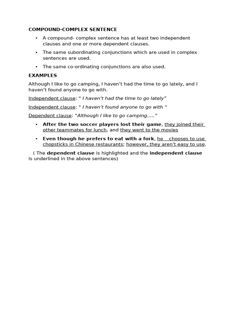 Compound Complex Sentences | PDF