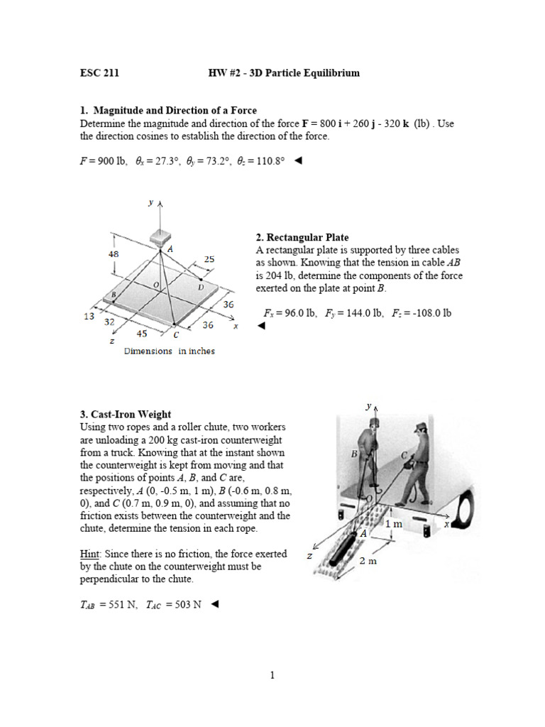 3D Particle Equilibrium Analysis | PDF