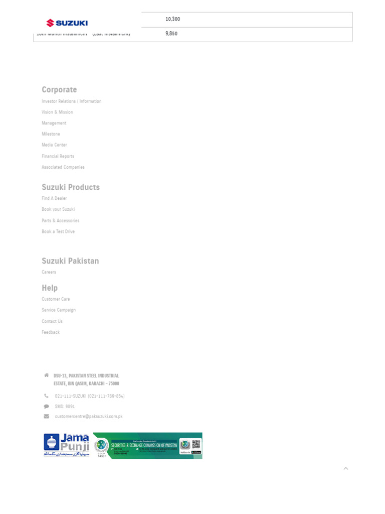 Suzuki Pakistan Installment Plans | PDF