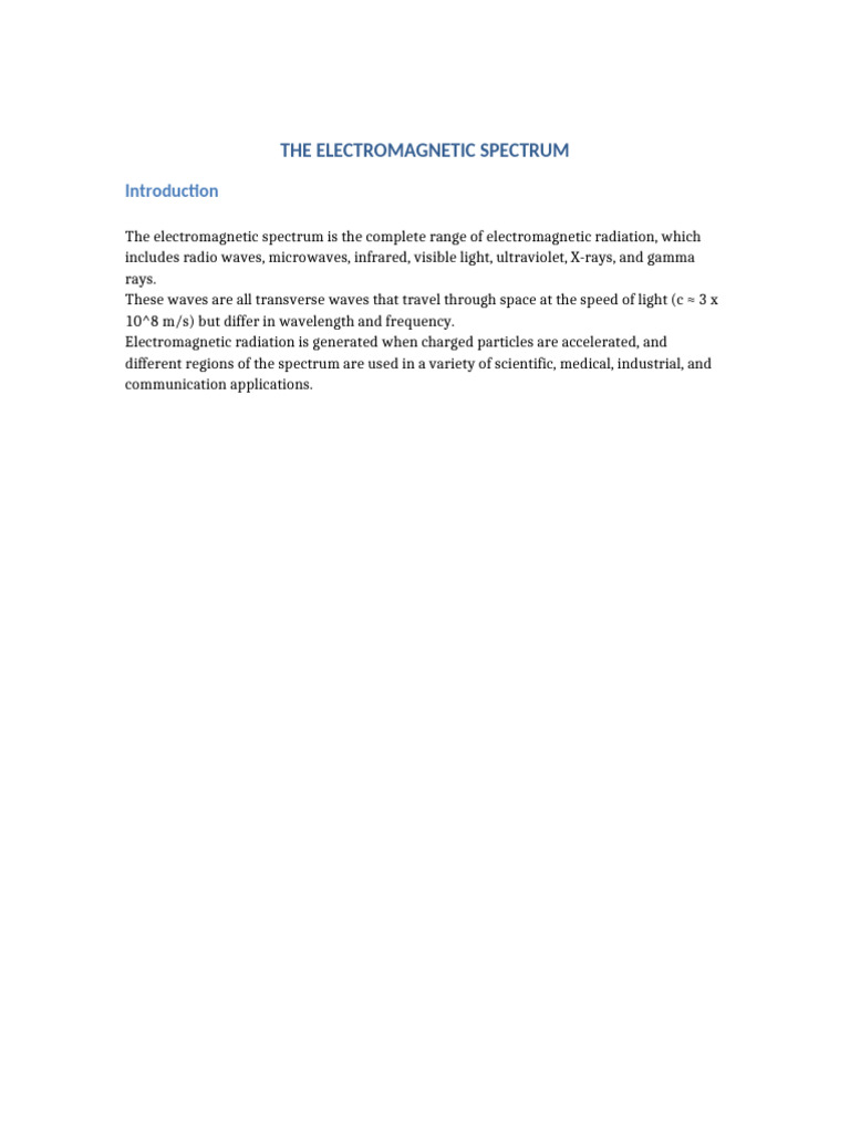 Electromagnetic Spectrum Detailed Assignment | PDF | Electromagnetic ...