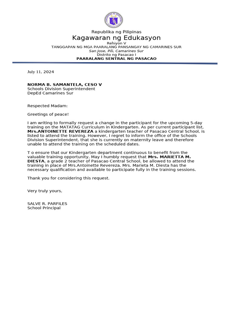 Teacher Designation Request for Training | PDF