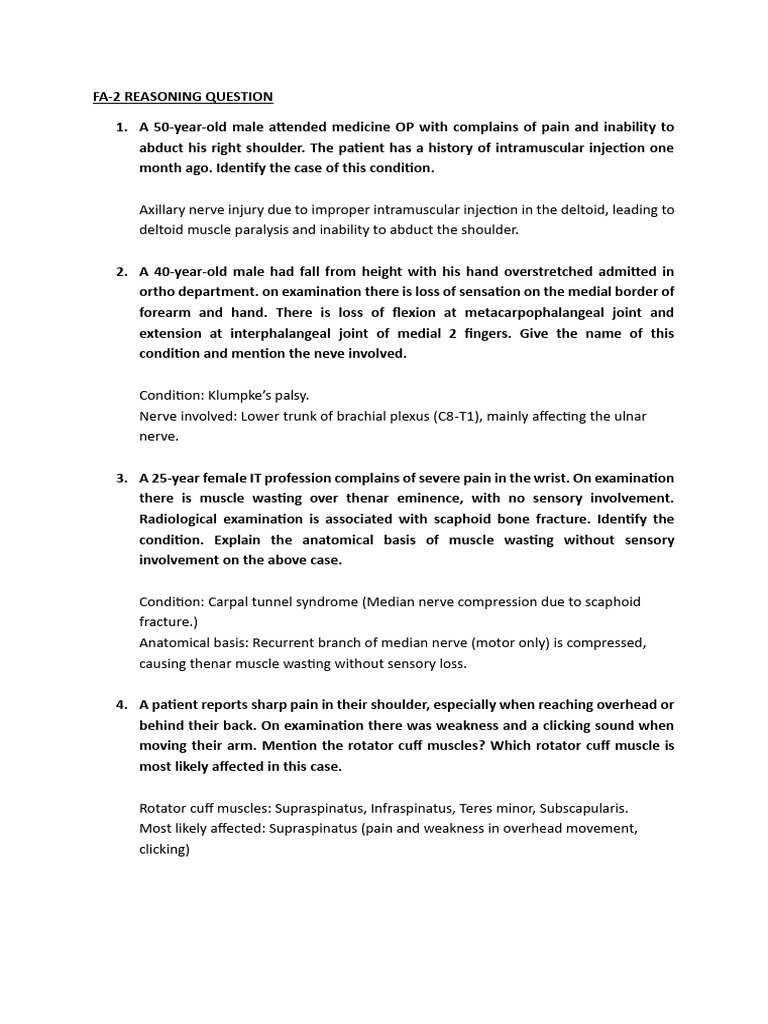Anatomy Reasoning Questions | PDF | Abdomen | Anatomical Terms Of Motion
