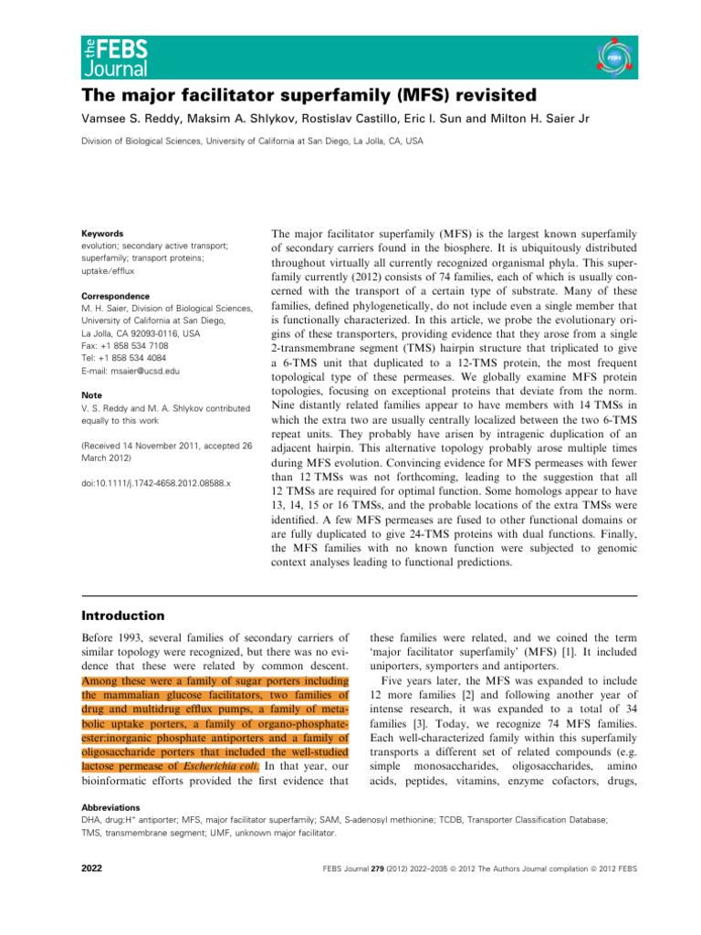 (33) REDDY v S, SHLYKOV M a, CASTILLO R, 等. the Major Facilitator ...