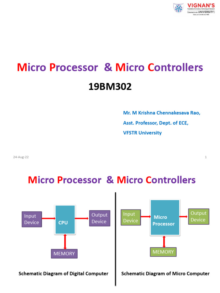 MPMC Unit 1 PPT 8086 Microprocessor 19BM302 | PDF | Central Processing Unit | Microcontroller