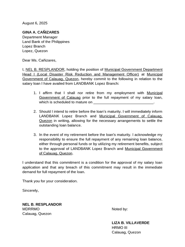 Commitment Letter | PDF