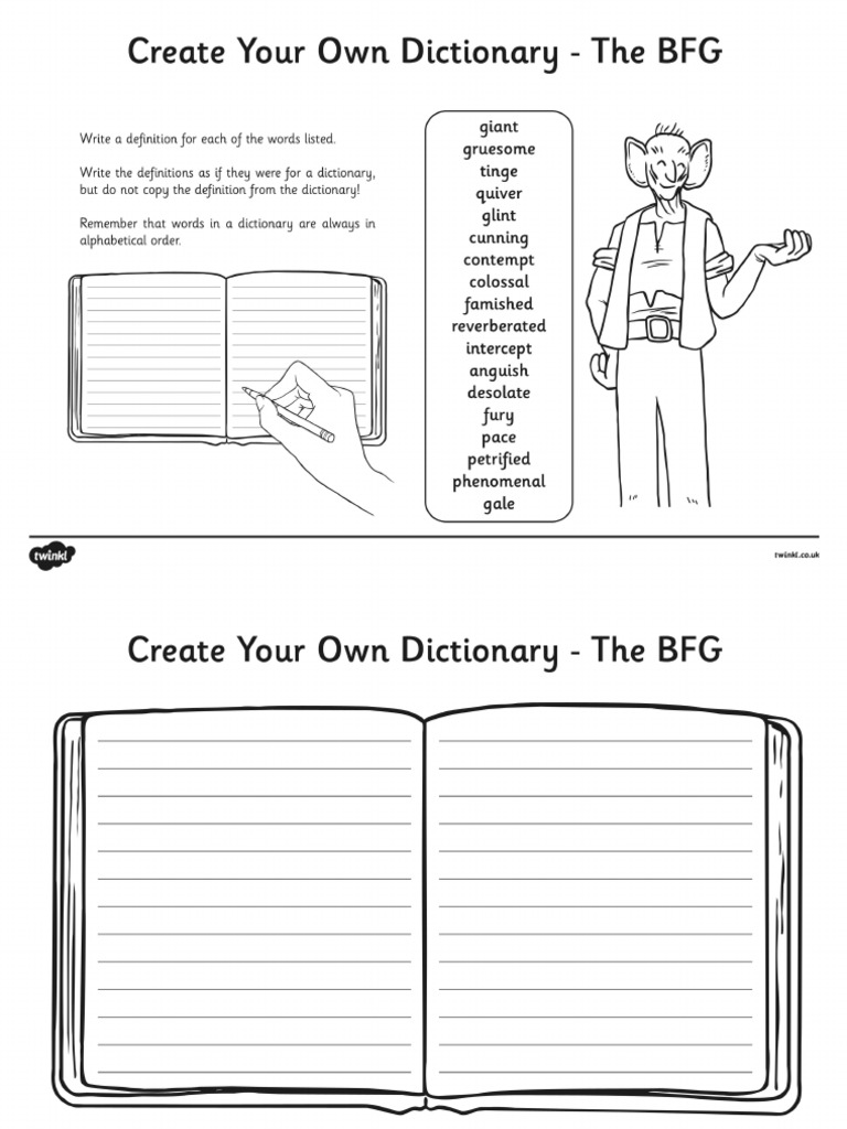 Cfe e 7 The BFG Key Vocabulary Create Your Own Dictionary | PDF
