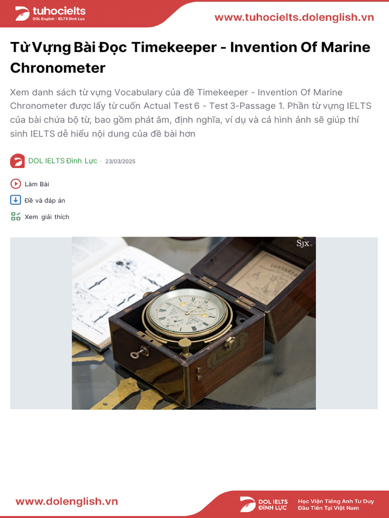Marine Chronometer Vocabulary Guide | PDF | Angle | Equator