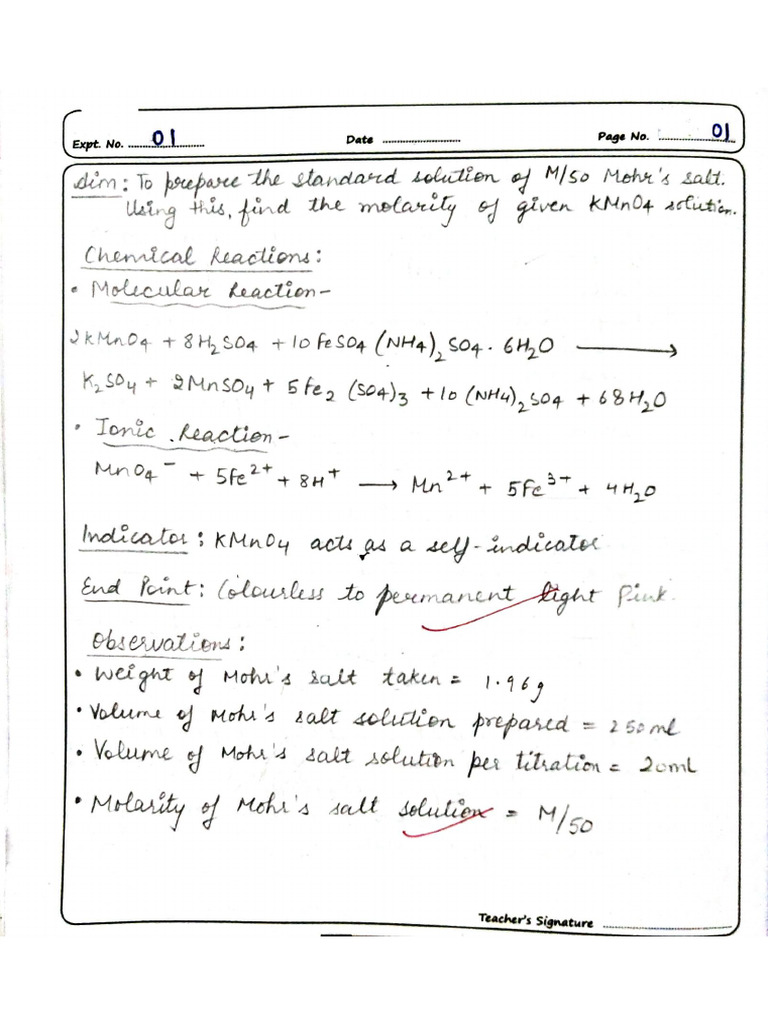 XLL CHEM PRACTICAL | PDF