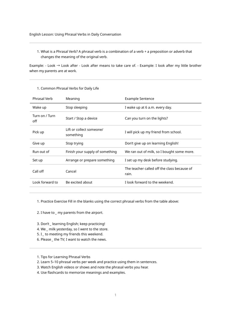 Phrasal Verbs for Daily Conversation | PDF