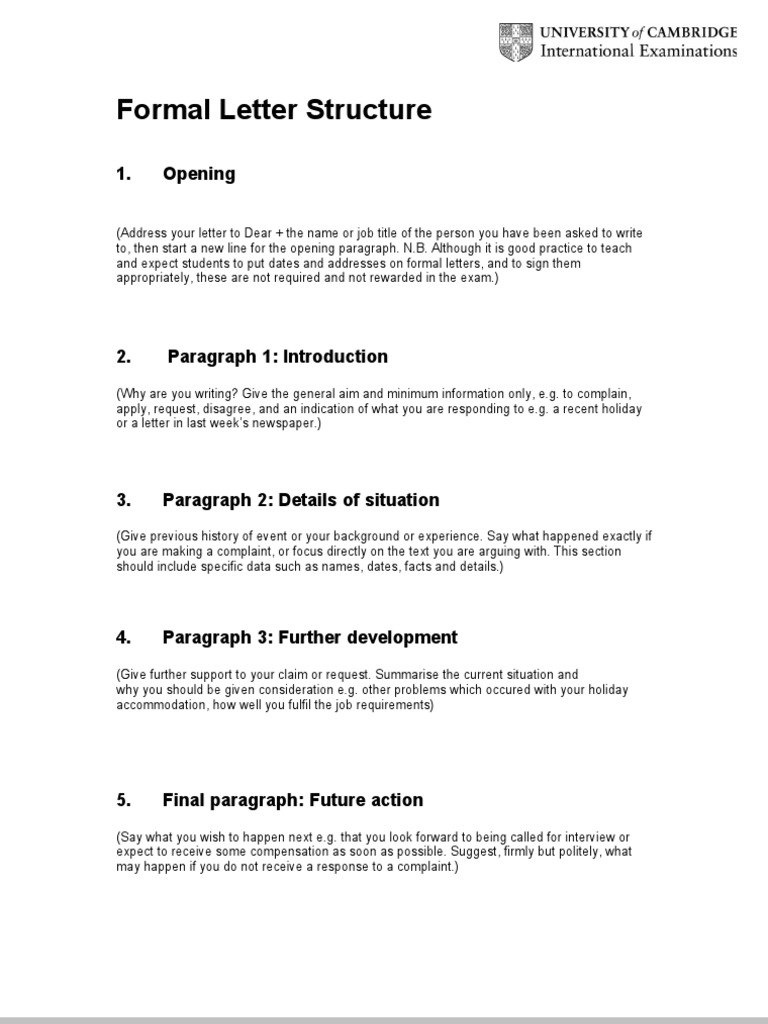 Handout - Formal Letter Structure | PDF