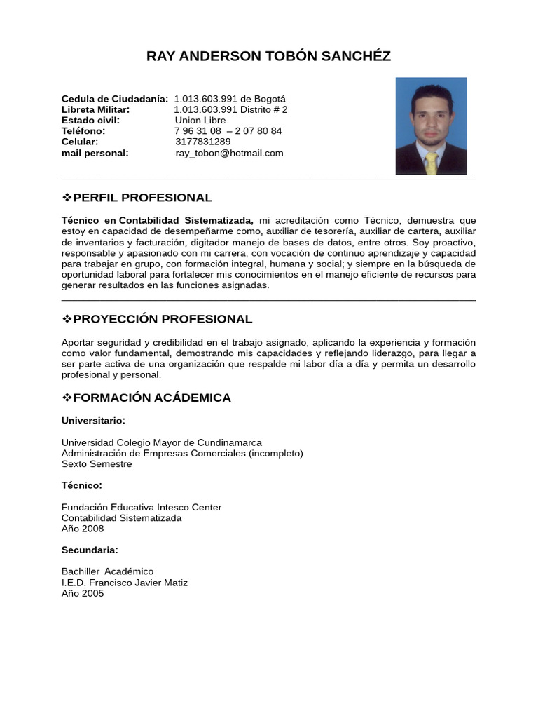 Hoja de Vida Ray Tobon 2018 | PDF | Dinero | Logística