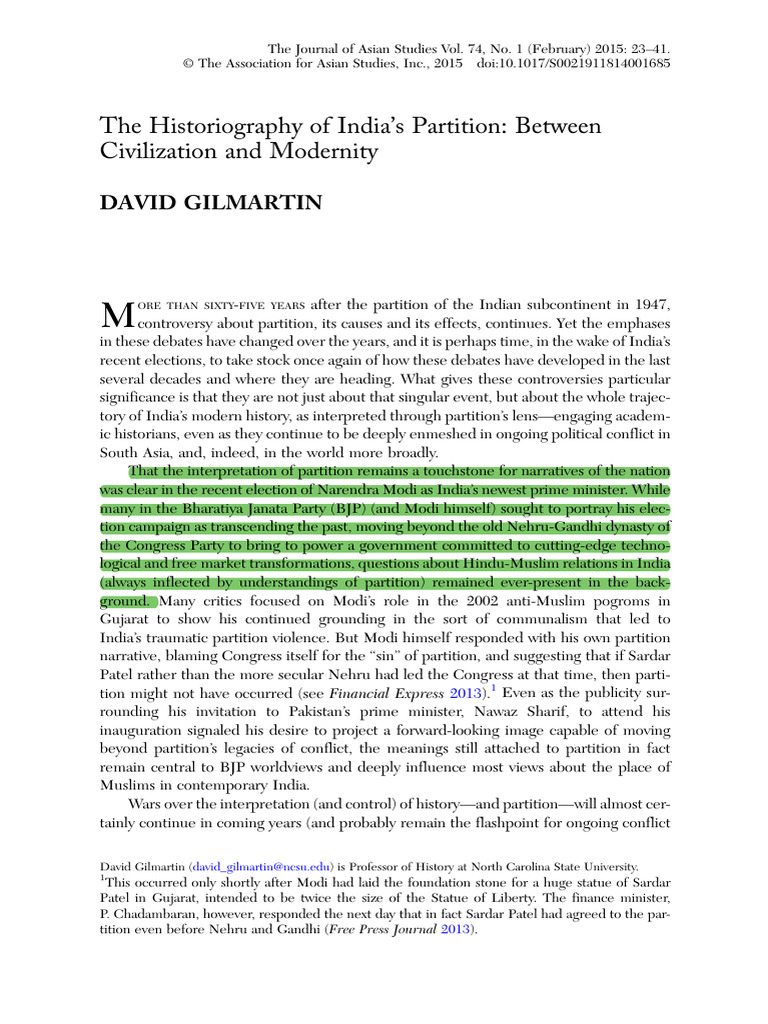 India’s Partition: Historiography Insights | PDF | Partition Of India ...