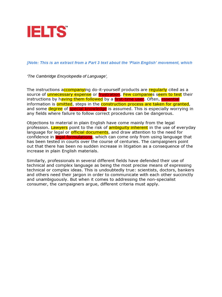 Plain English Movement Summary Exercise | PDF | Human Communication
