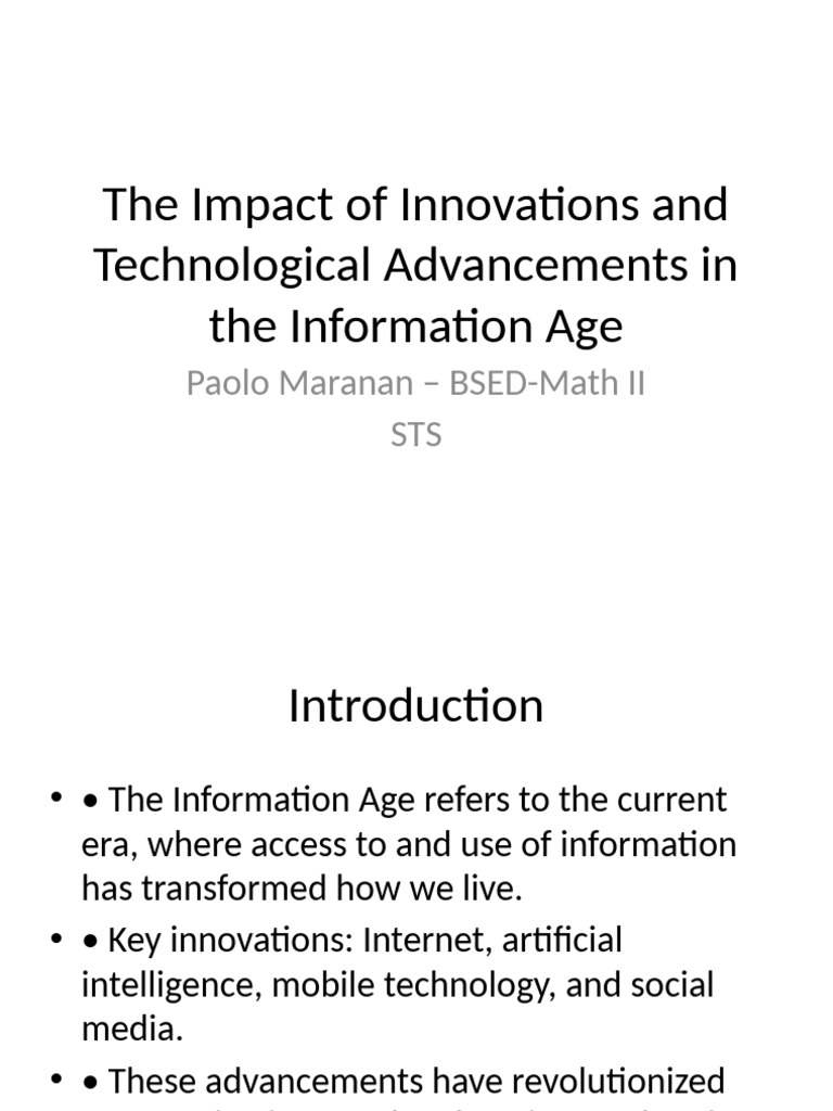 Innovations in the Information Age | PDF | Social Media | Popular ...
