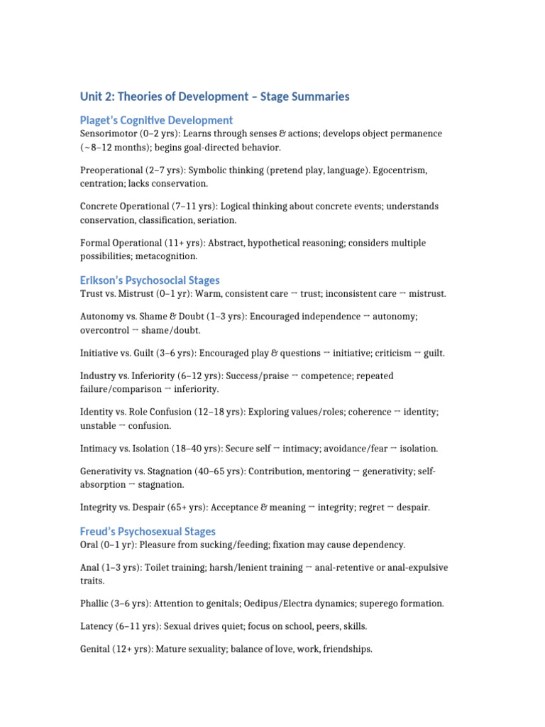Developmental Theories Overview | PDF | Social Psychology ...