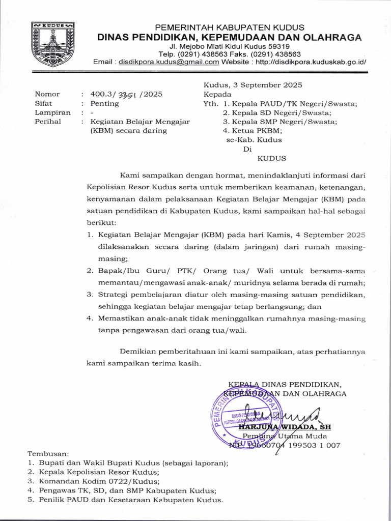 Pemberitahuan KBM Daring | PDF