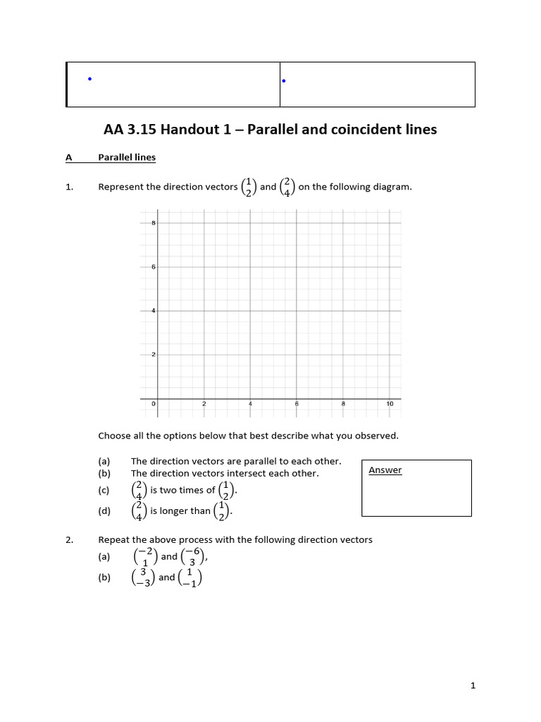 AA315 Handout 1 Parallel and Coincident Lines | PDF | Vector Space ...