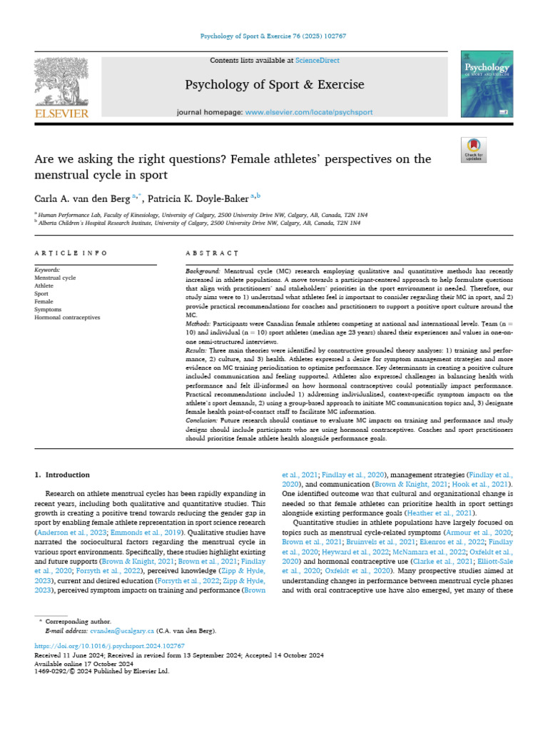 Female Athletes' Menstrual Cycle Insights | PDF | Menstruation ...