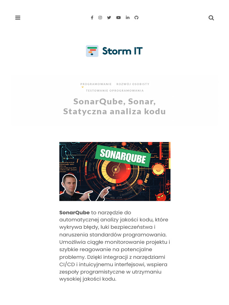 SonarQube, Sonar, Statyczna Analiza Kodu - StormIT - PL ? ? ? | PDF