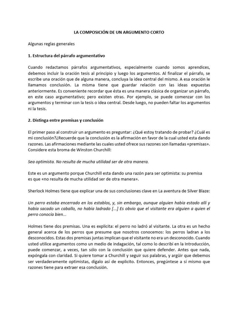 Cómo Estructurar un Argumento Corto | PDF | Argumento | Agencia Central ...